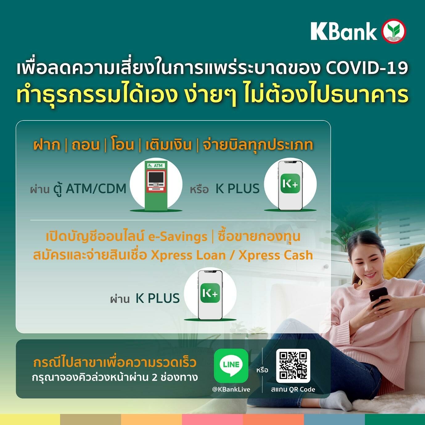 เช็คเลย ธุรกรรมไหนทำได้เองไม่ต้องไปธนาคาร - KBank ขอความร่วมมือจองคิว ...