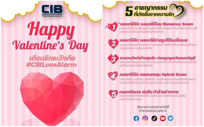 ตำรวจสอบสวนกลางCIB มอบความรักผ่านการ์ดวาเลนไทน์ 'เตือนรัก ระวังภัยออนไลน์' - ข่าวสด
